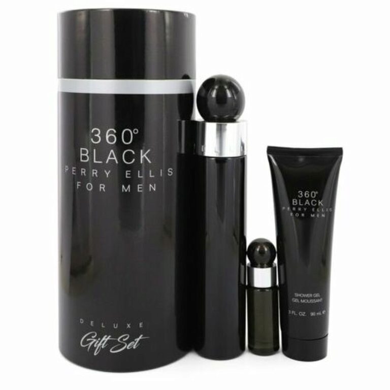 Set Perry Ellis 360° Black EDT + Mini + Gel para Hombre
